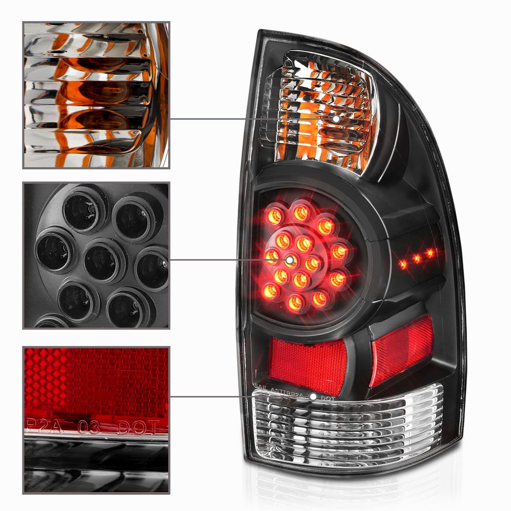 05-12 Toyota Tacoma Euro Style LED Tail Lights - Black