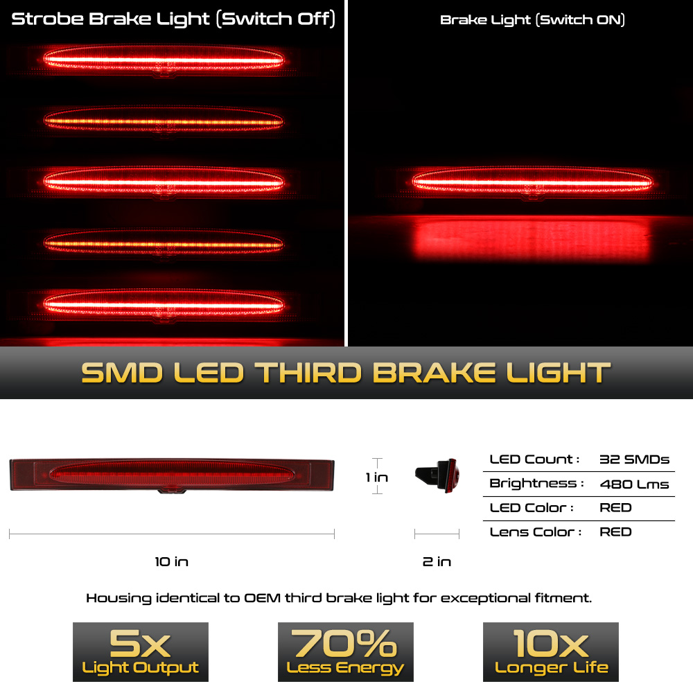 05-13 Chevy Corvette C6 LED Third Brake Tail Cargo Lights - Red Lens ...