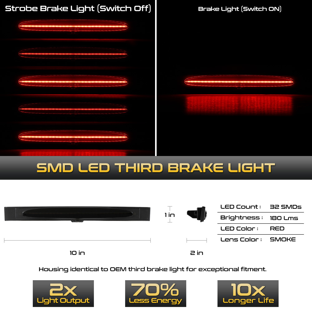 05-13 Chevy Corvette C6 LED Third Brake Tail Cargo Lights - Smoked Lens ...