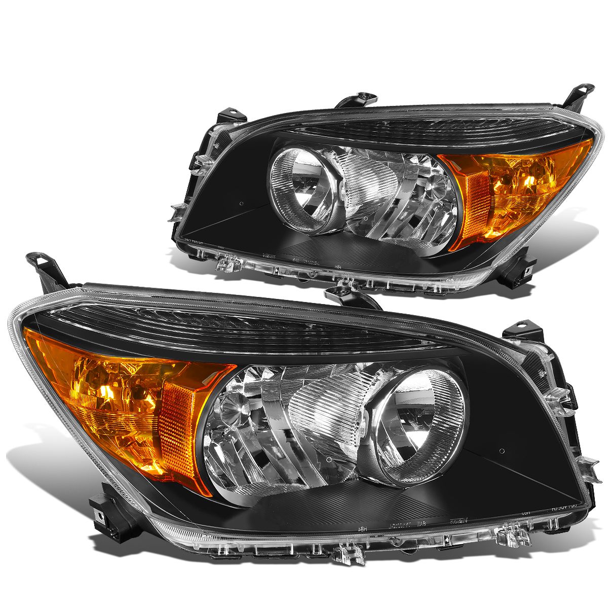 06-08 Toyota RAV4 OE-Style Replacement Headlights - Black / Amber