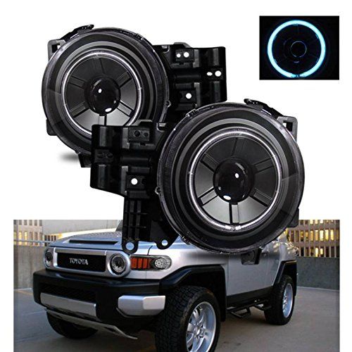 07-12 Toyota FJ Cruiser LED Angel Eye Halo Projector Headlights - Black