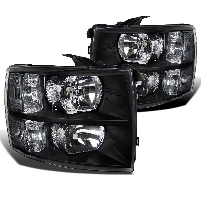 07-13 Chevy Silverado Euro Style Crystal Headlights - Black