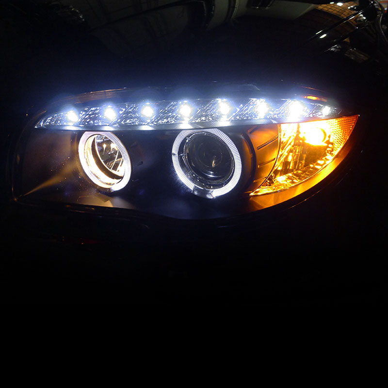 2008-2013 BMW 1-Series E87 Dual Halo & LED Projector Headlights - Black
