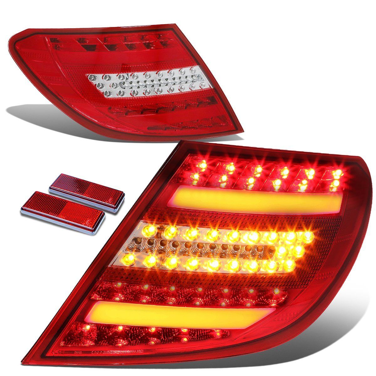 08-11 Mercedes-Benz W204 C-Class AMG Red Housing Clear Lens 3D LED Rear ...