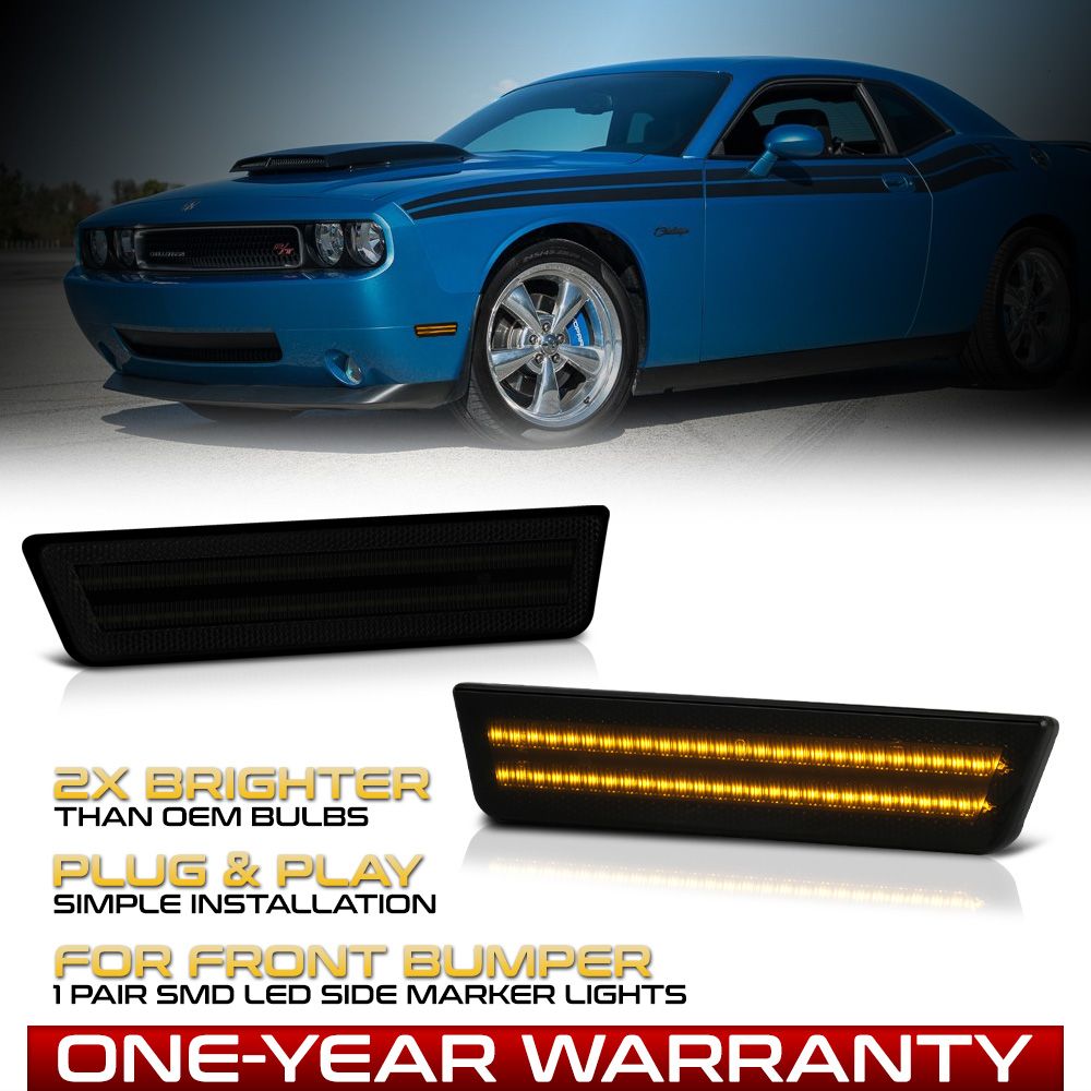 08-14 Dodge Challenger Amber LED Side Marker Lights - Smoked Lens - LAC ...