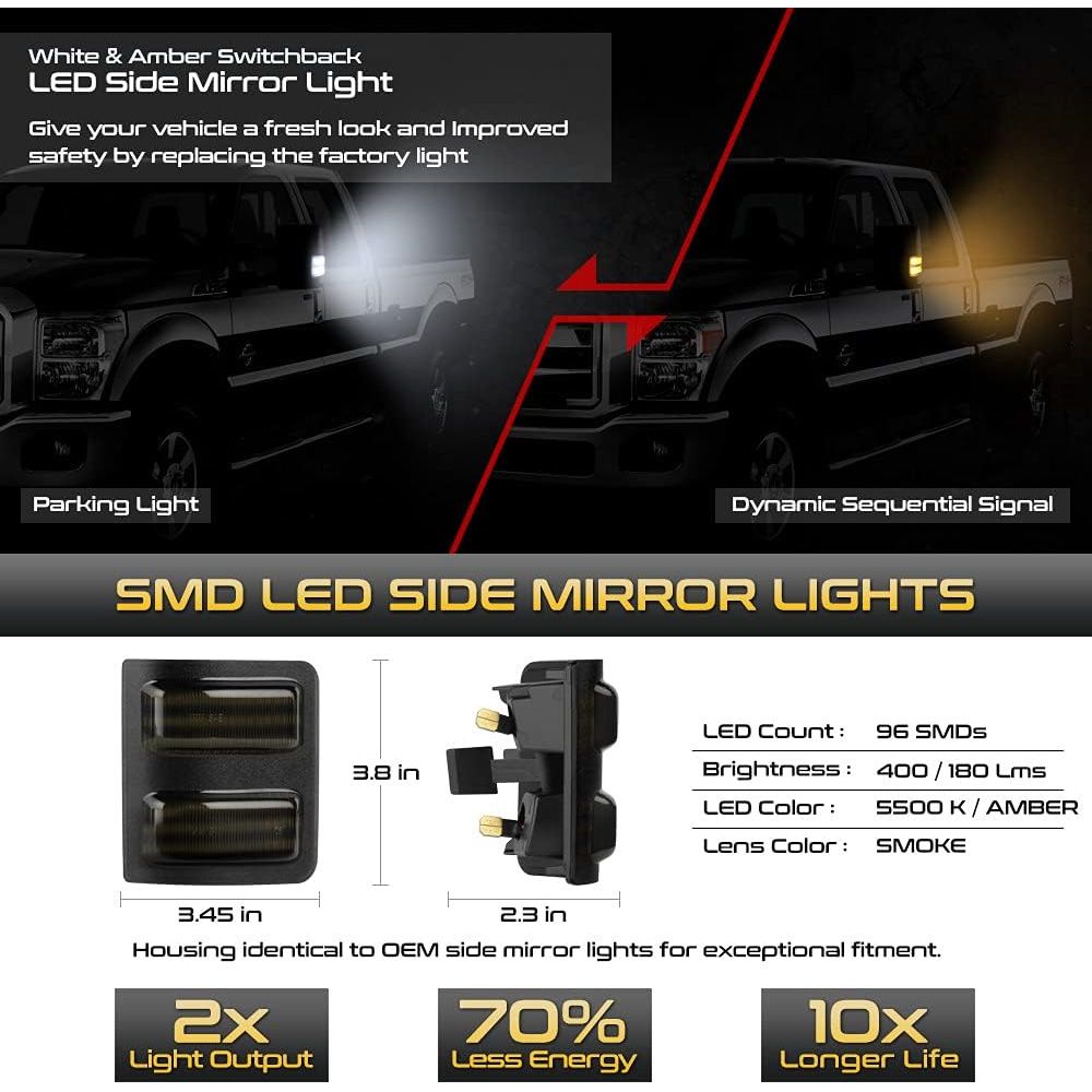 08-16 Ford F250 F350 F450 F550 Super Duty LED Side Mirror Light ...