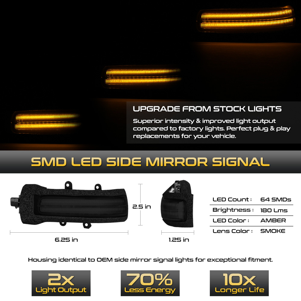 09-20 Toyota Tacoma/4Runner/Sienna/RAV4 Sequential LED Side Mirror ...
