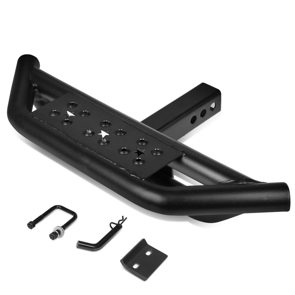 1.8"OD Tubular Aluminum Hitch Step Bar Rear Bumper Guard 2" Receiver ...