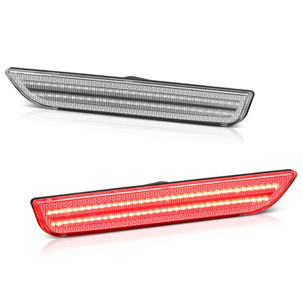 10-14 Ford Mustang Rear Bumper Red LED Side Marker Lights - Clear lens ...