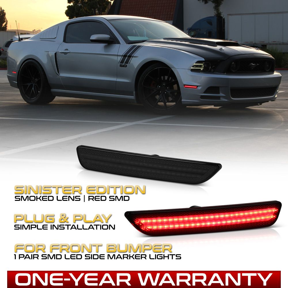10-14 Ford Mustang Red LED Side Marker Lights - Smoked Lens - LAC-SML ...