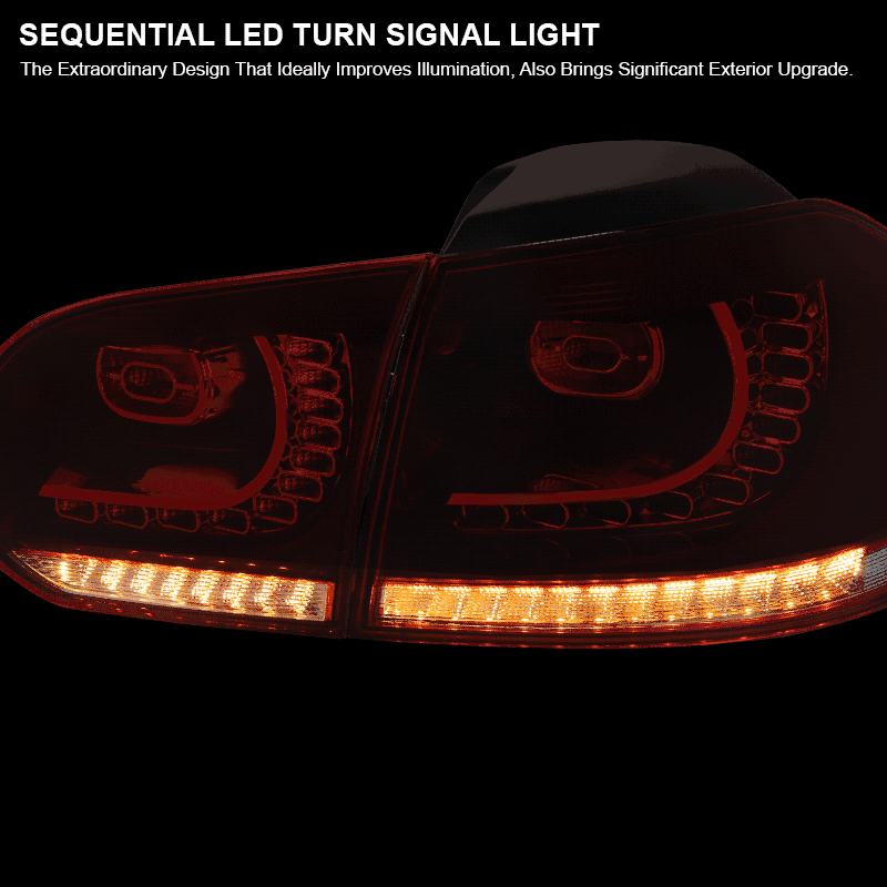 Spec-D 10-14 VW Golf / GTI Sequential Turn-Signal LED Tail Lights - Red ...