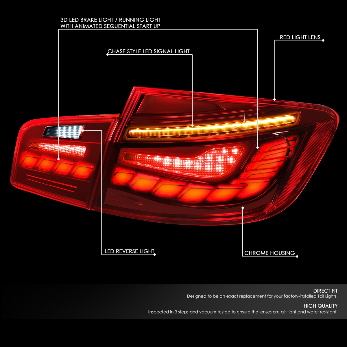 11-16 BMW F10 LED Tail Lights w/ Animated Sequential Startup Feature] w ...