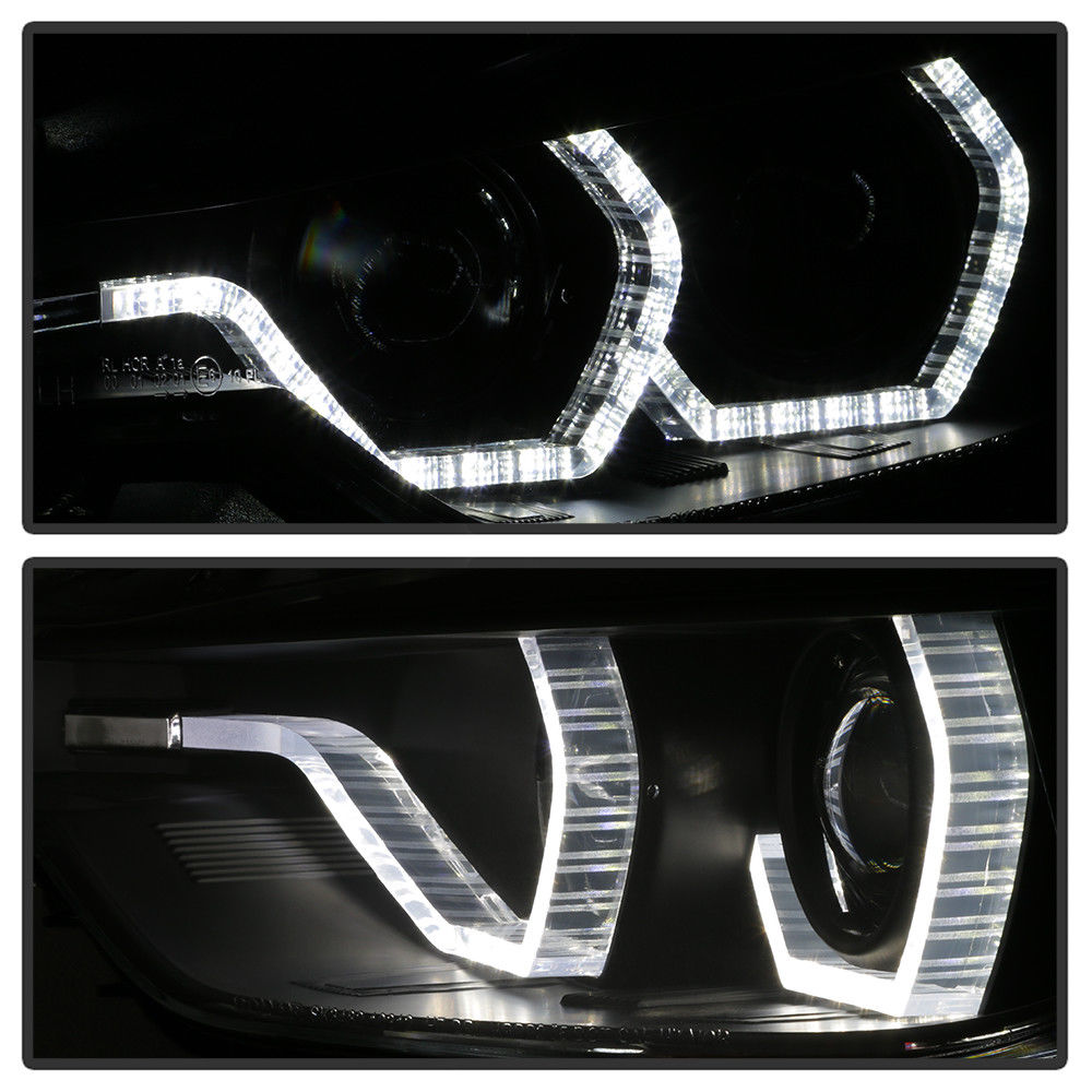 12-15 BMW 3-Series F30 Halo LED DRL Projector Headlights - Black