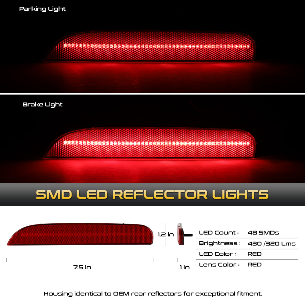 12-16 Fiat 500 Sport Red LED Rear Reflector Lights - LAC-RFT-F512-DU-RD