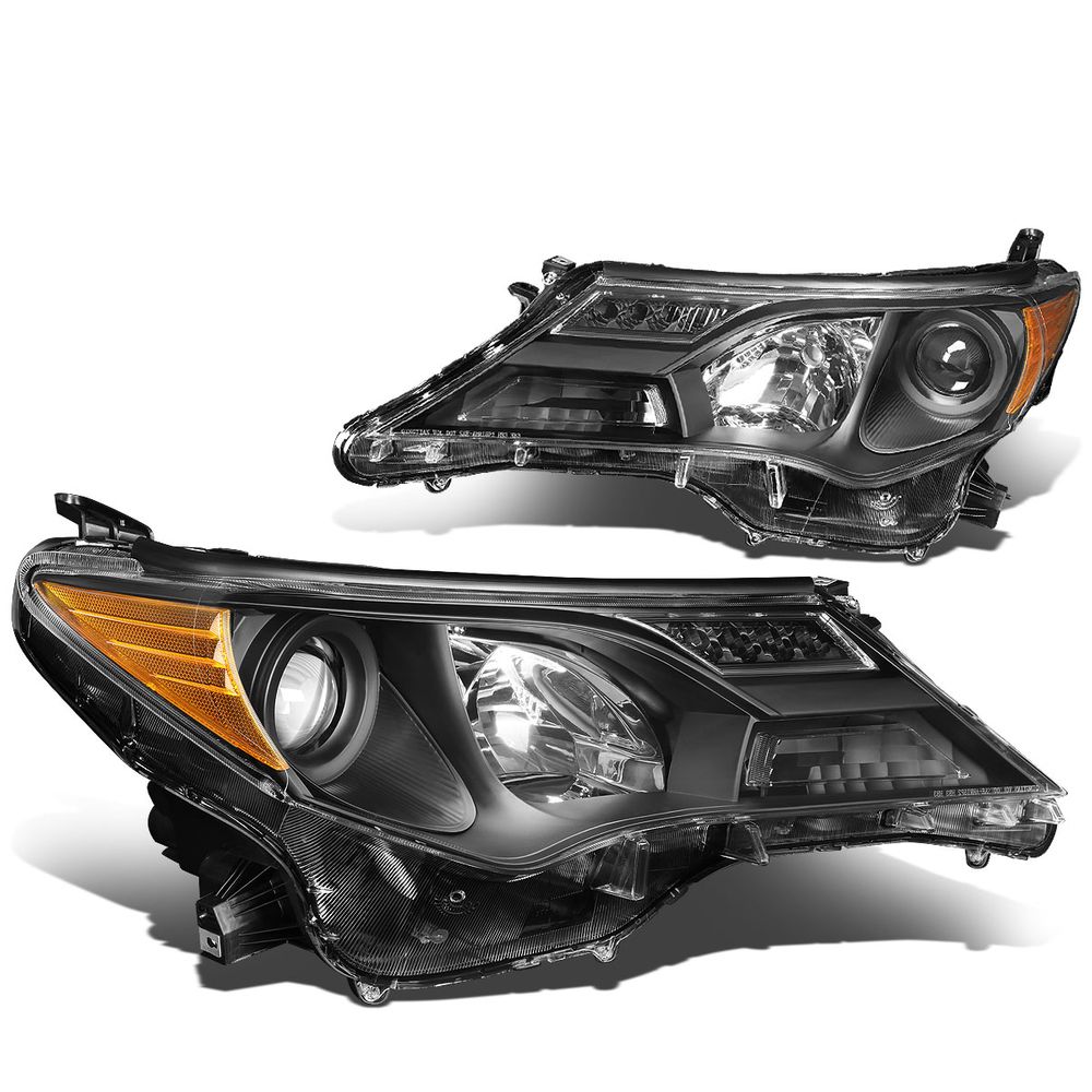 13-15 Toyota RAV4 OE-Style Replace Projector Headlights - Black / Amber