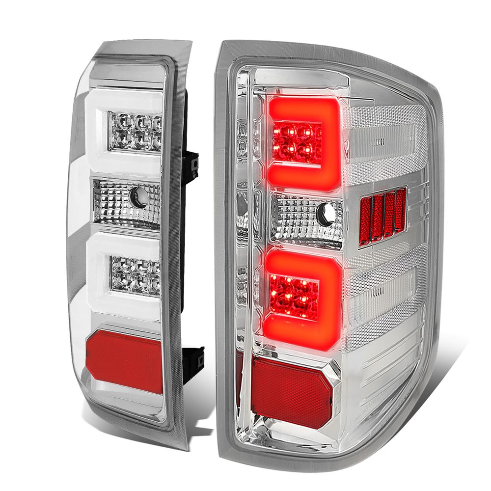 14-18 Chevy Silverado C-Shape LED Tube [White Tube] Tail Lights - Chrome