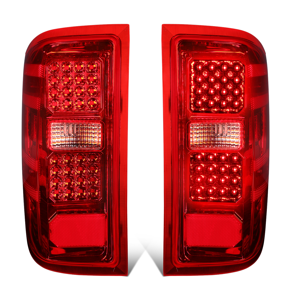 14-18 Chevy Silverado Full LED Tail Lights - Red