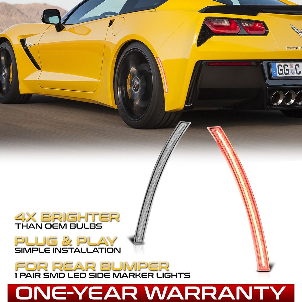 14-19 Chevy C7 Corvette Rear Bumper Side Marker Lights - Clear Lens ...