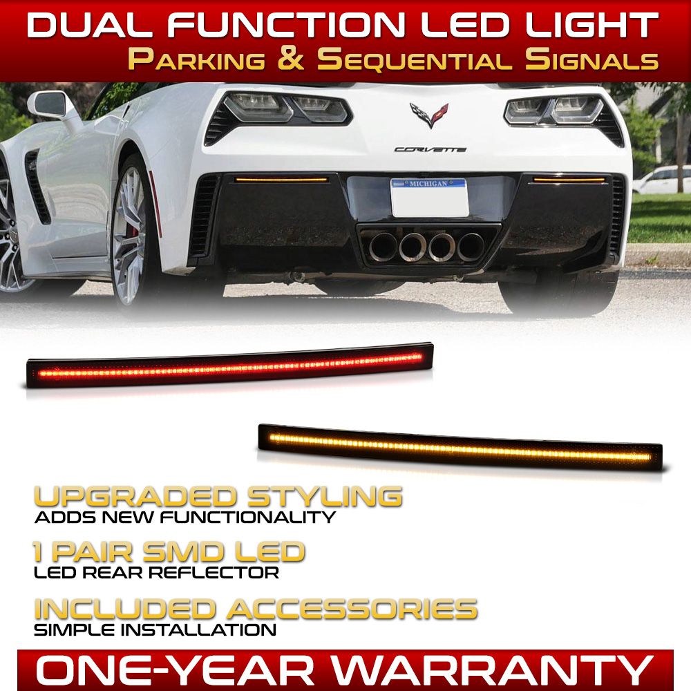 14-19 Chevy Corvette C7 Sequential Signal LED Rear Reflector Lights ...