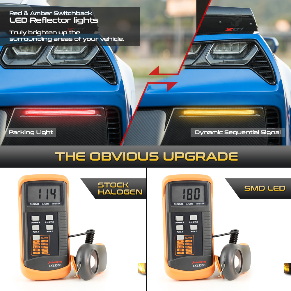 14-19 Chevy Corvette C7 Sequential Signal LED Rear Reflector Lights ...