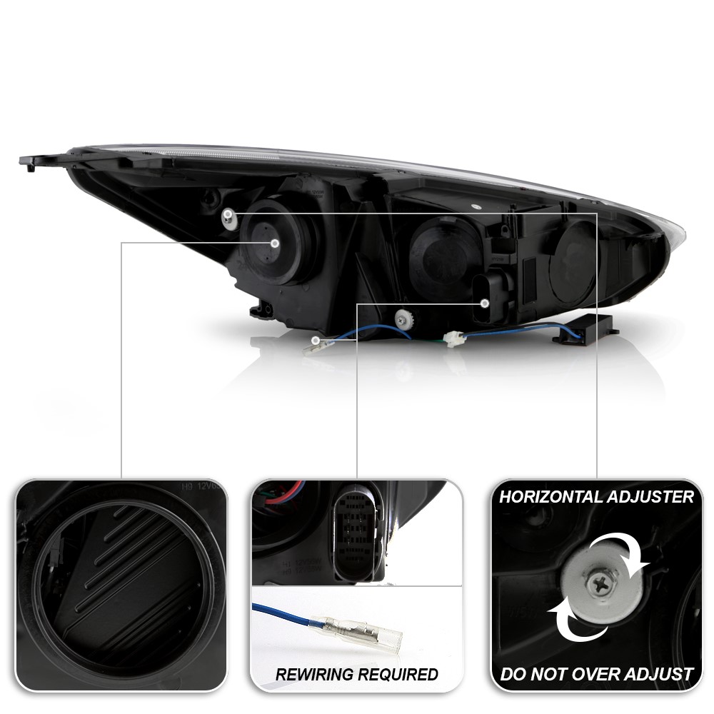 15-18 Ford Focus (Halogen Model) Full LED Headlights w/ LED Light Bar ...
