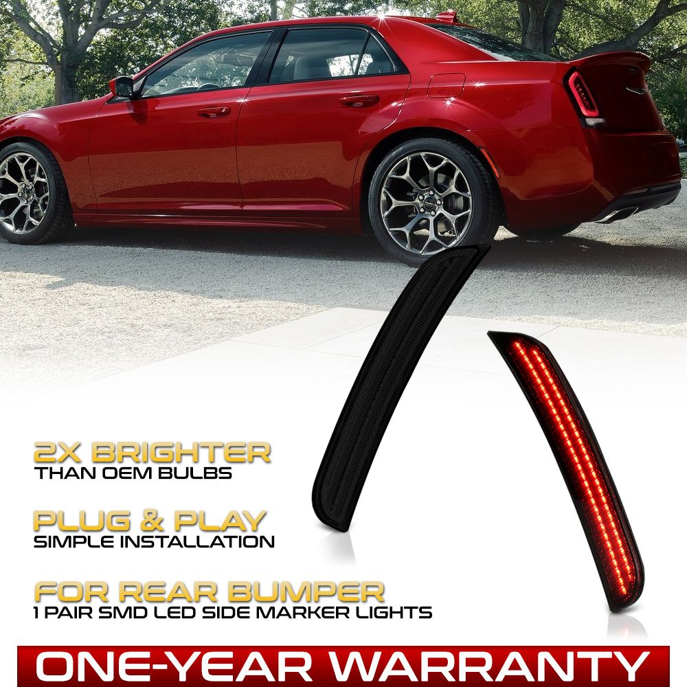 15-22 Chrysler 300 Rear Bumper LED Side Marker Lights - Smoked Lens ...