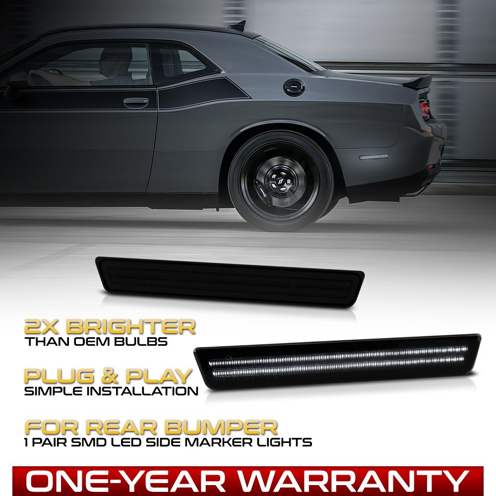 15-22 Dodge Challenger Rear Bumper White LED Side Marker Lights ...