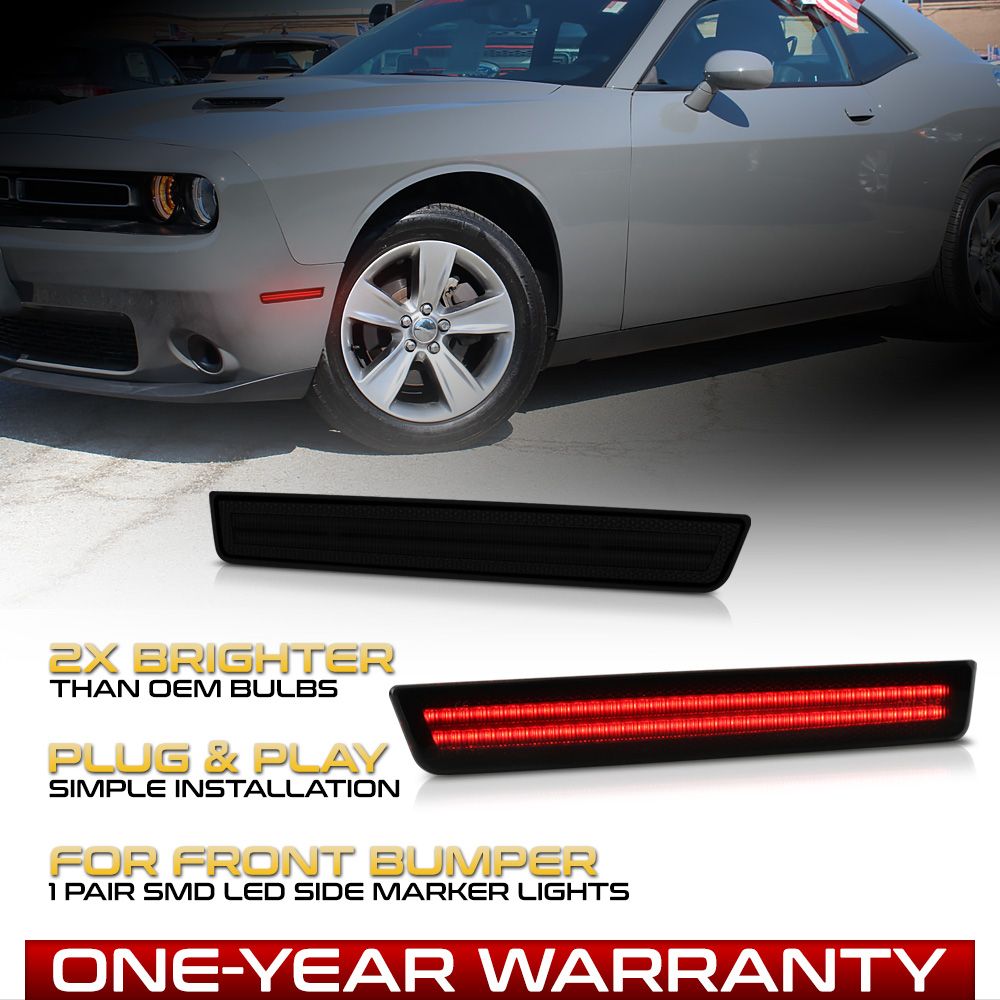 15-22 Dodge Challenger Red LED Side Marker Lights - Smoked Lens - LAC ...