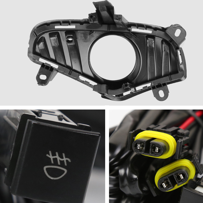 19-20 Toyota RAV4 Clear Bumper Lamps Driving Fog Lights+Switch+Black Bezel