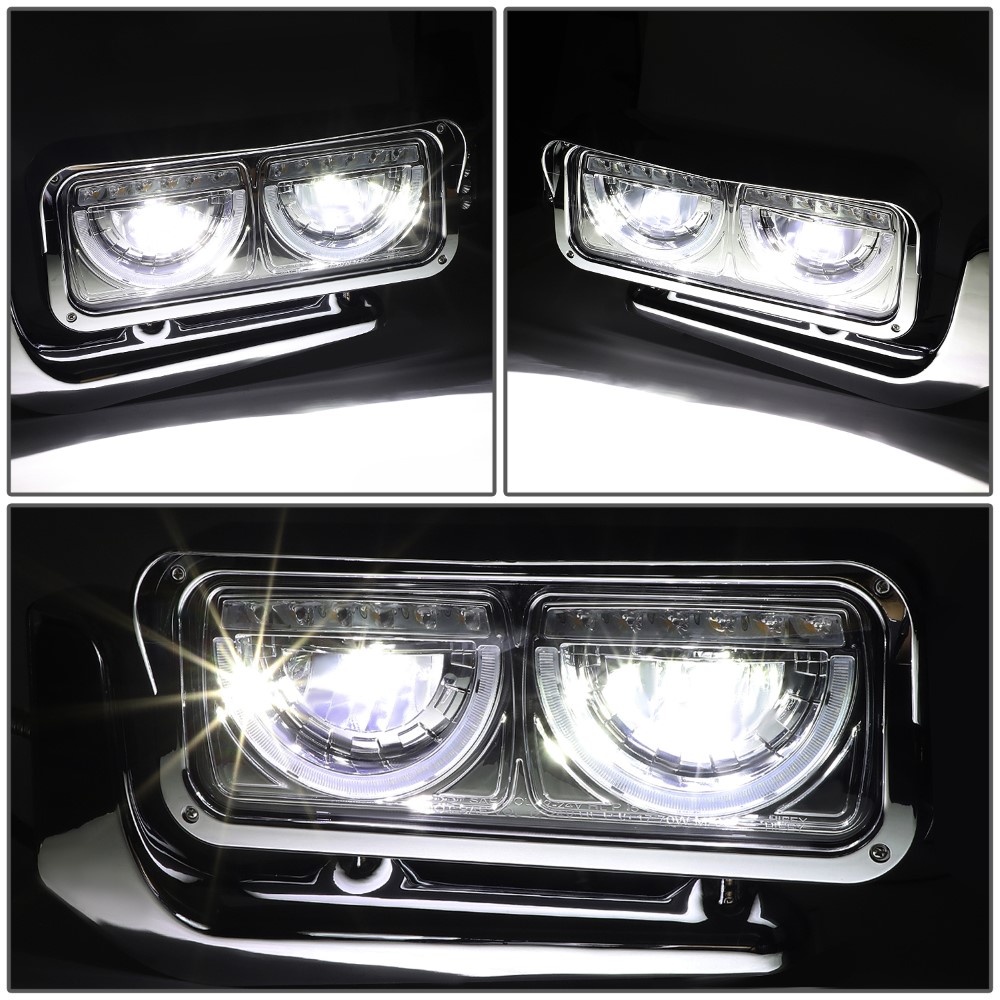 1981-2021 Peterbilt 359 379 389 LED Halo Ring DRL + Signal Headlights ...