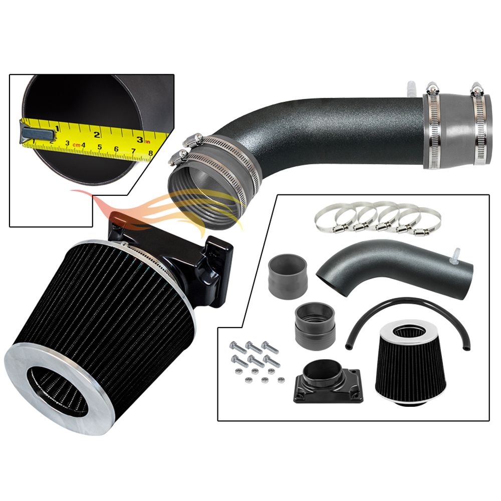 1992-2003 Mitsubishi Montero Short Ram Intake Black Pipe With Grey Kit