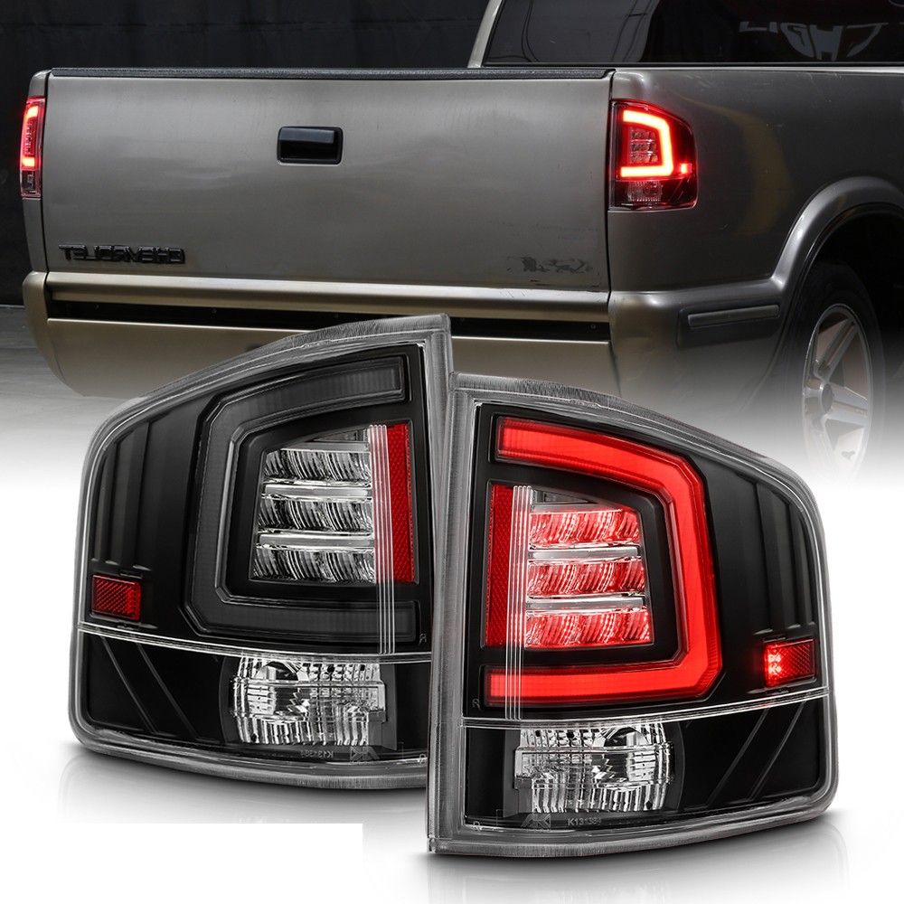 1994-2004 Chevy S10 / GMC Sonoma Black Housing LED Tube Tail Lights ...
