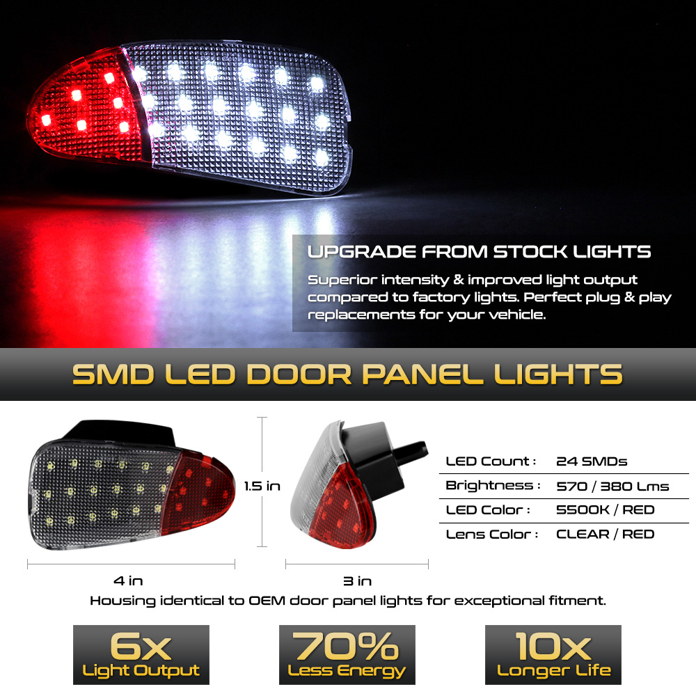 1997-2004 Ford F150 F250 Lightduty White LED Interior Door Panel Light ...