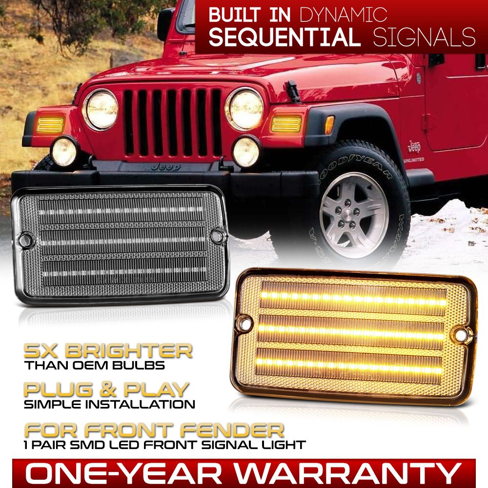 1997-2006 Jeep Wrangler Sequential Signal - Amber LED Front Parking ...