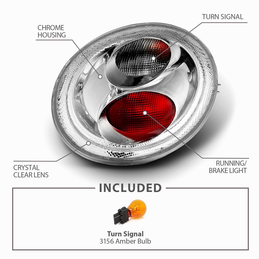 1998-2002 Volkswagen Beetle Euro Altezza Tail Lights - Chrome