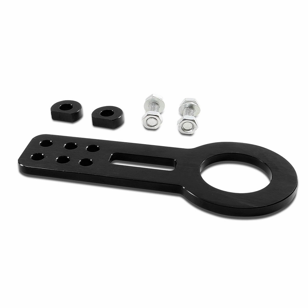2.45" Anodized Brushed Billet Style Aluminum Front Racing Tow Hook - Black