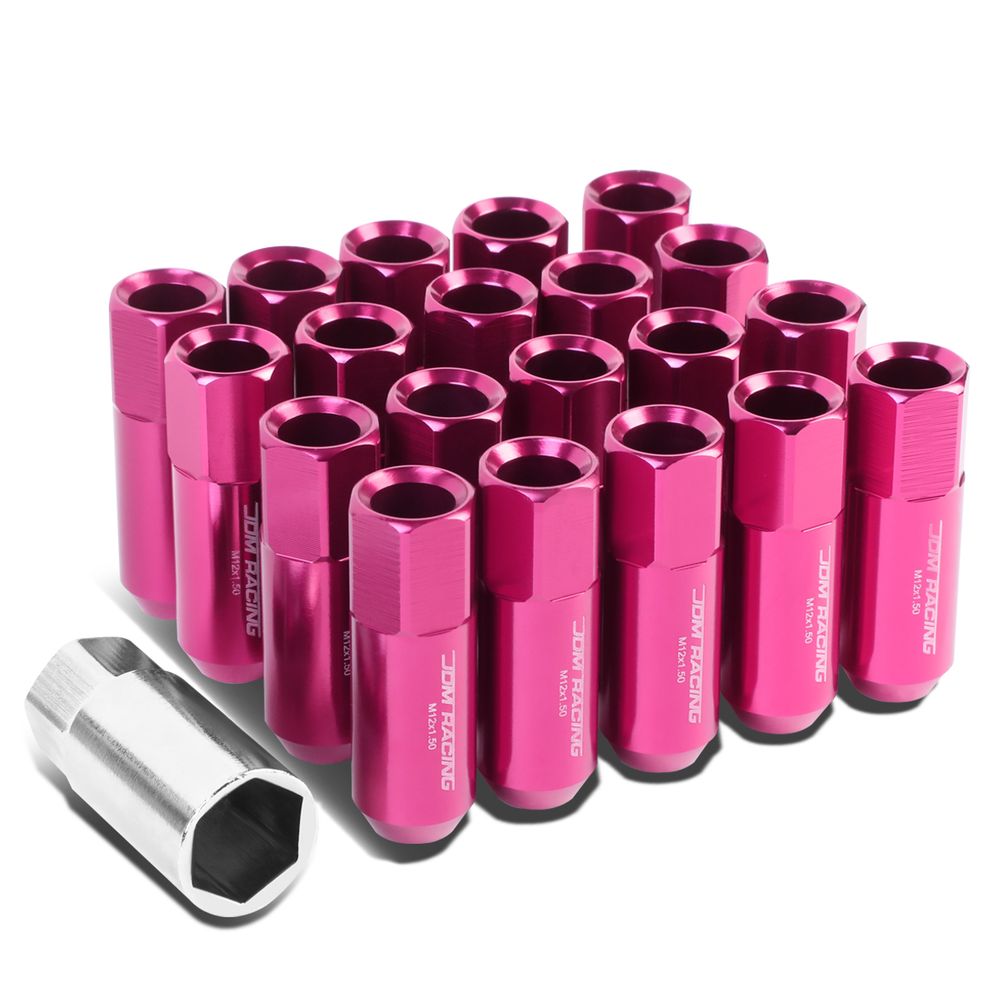 20-Piece M12 x 1.5 Aluminum Alloy Wheel Lug Nuts+Adapter Key (Pink)