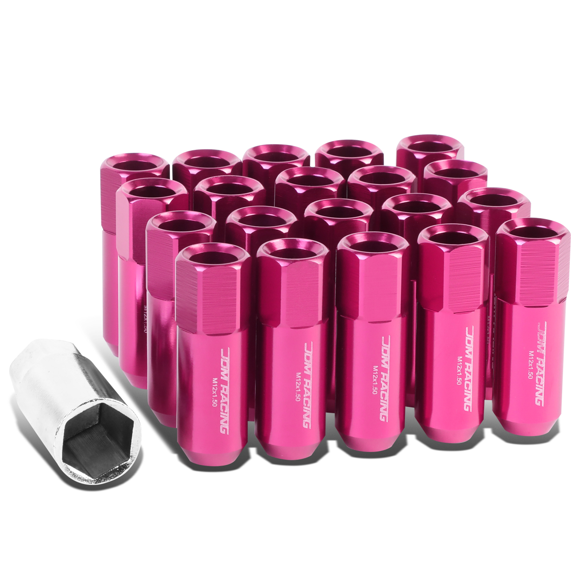 20-Piece M12 x 1.5 Aluminum Alloy Wheel Lug Nuts+Adapter Key (Pink)