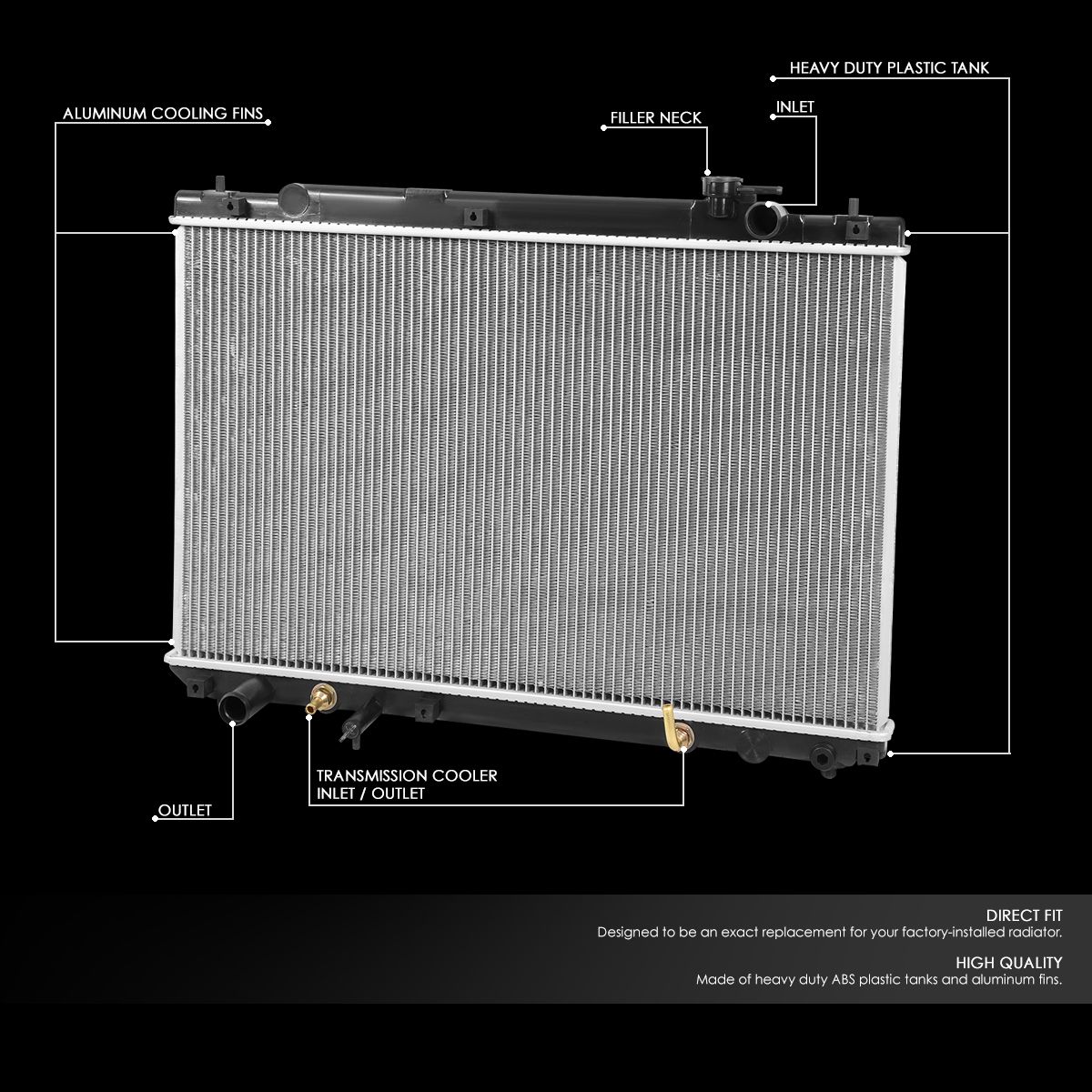 2001-2003 Lexus RX300 OE Style Replacement Full Aluminum Core Radiator ...