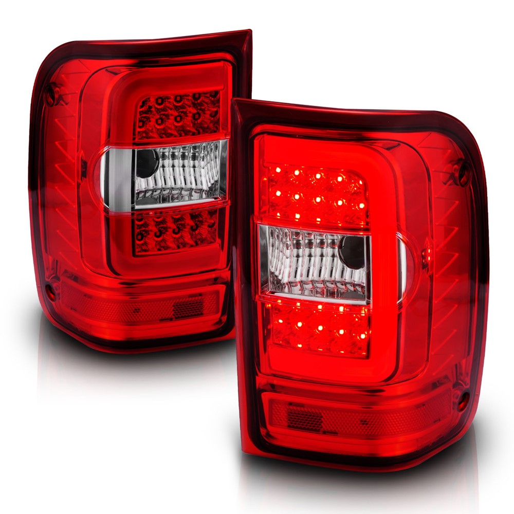 2001-2011 Ford Ranger C-Tube Optic-Style LED Tail Lights - Red Clear 03 ...