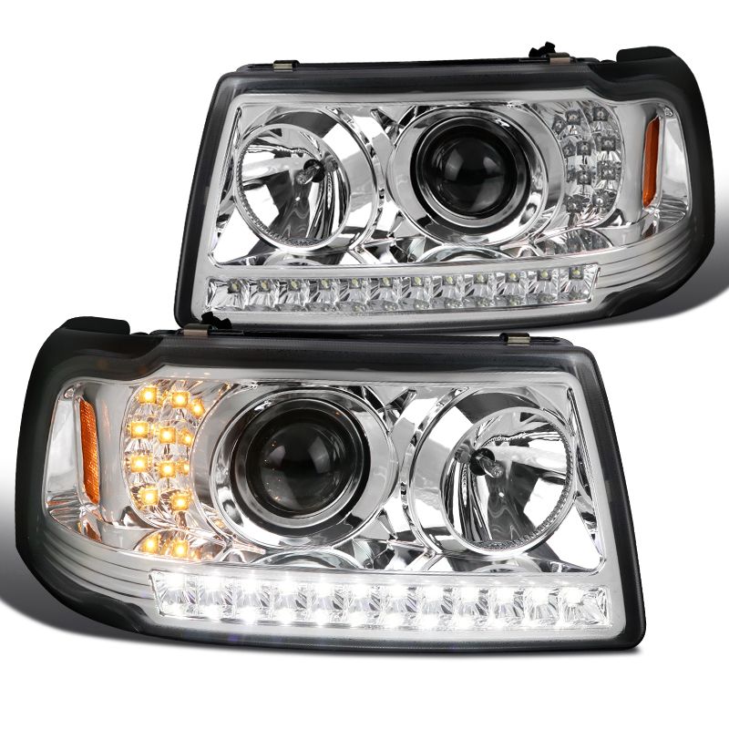 2001-2011 Ford Ranger Chrome LED Strip Projector Headlights