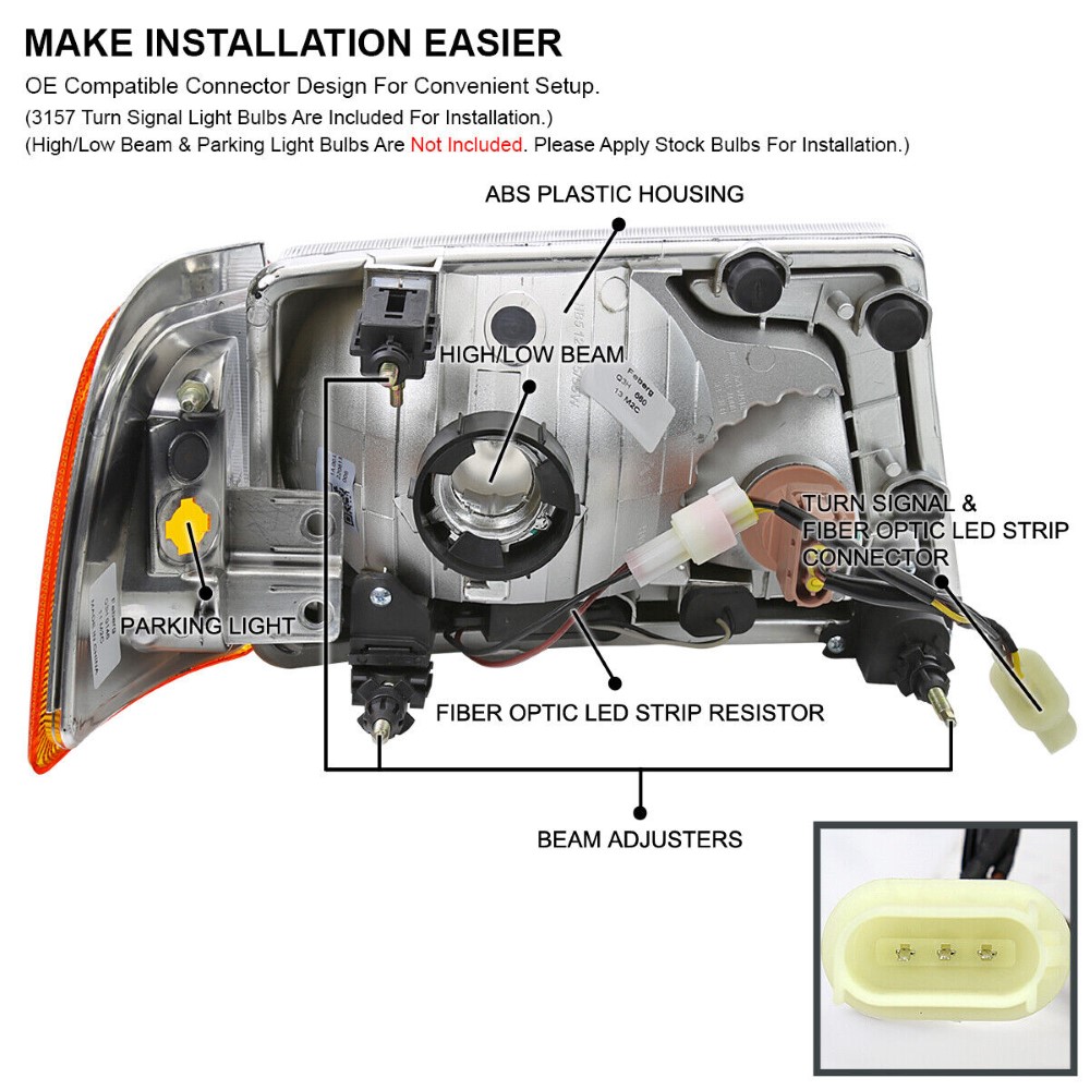 Spec-D - 2001-2011 Ford Ranger LED DRL Tube Reflector Headlights w ...