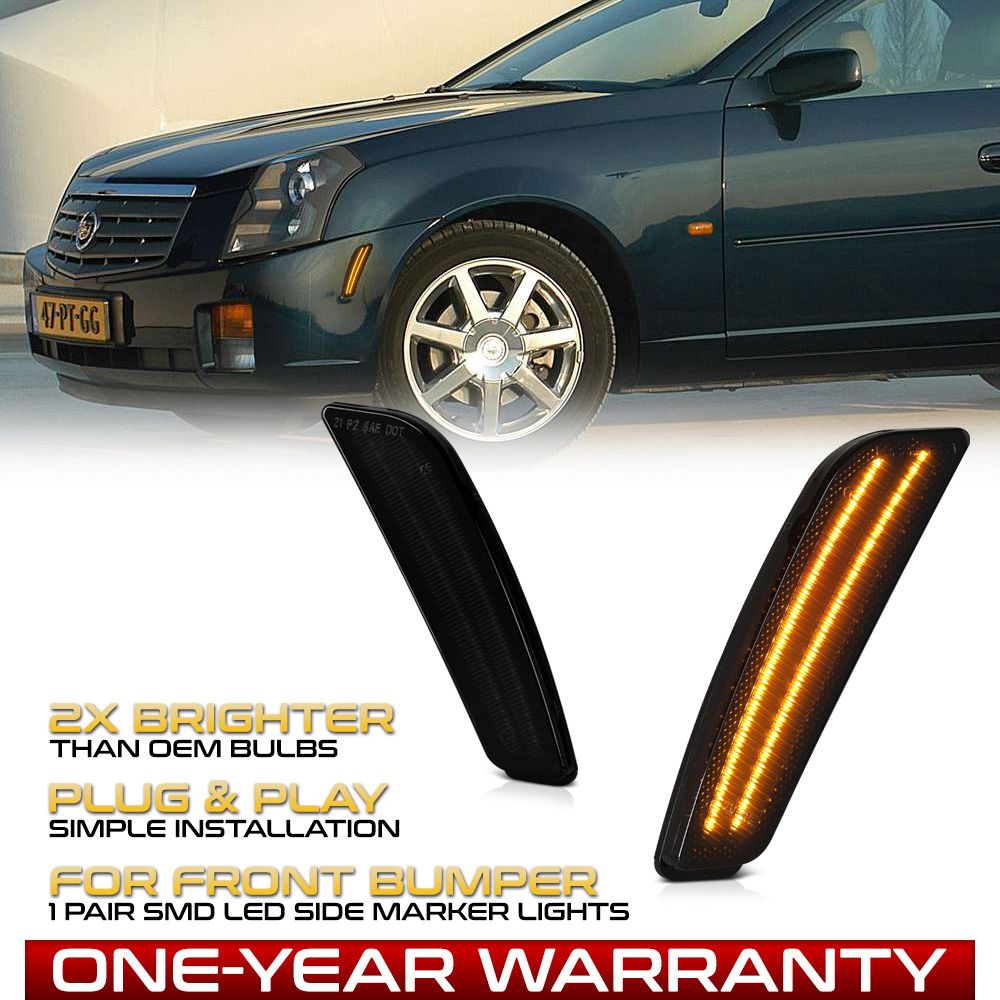 2003-2007 Cadillac CTS Amber LED Side Marker Lights - Smoked Lens - LAC-SML-CACTS03-AM-SM