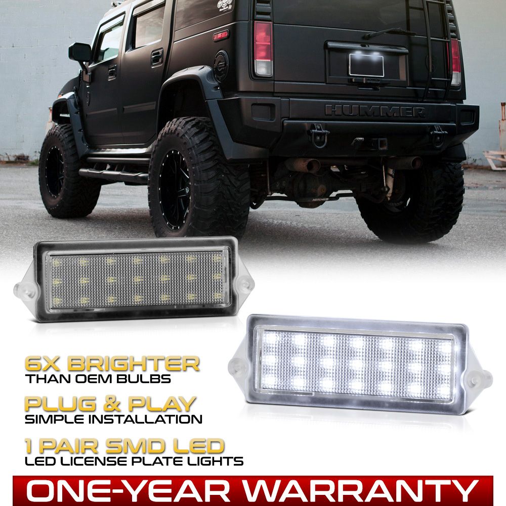 2003-2007 Hummer H2 White LED License Plate Lights - LACV-LP-HH203