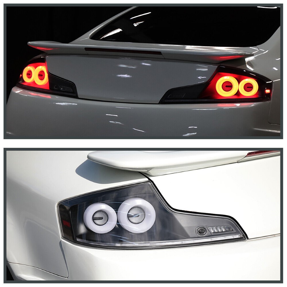 2003-2007 Infiniti G35 Coupe LED Dual Clear Halo Sequential Turn Signal ...