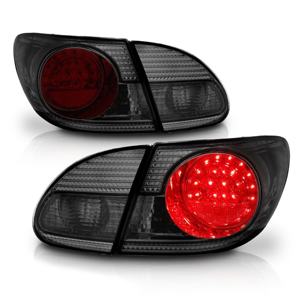 2003-2008 Toyota Corolla LED Tail Lights - Chrome Smoked