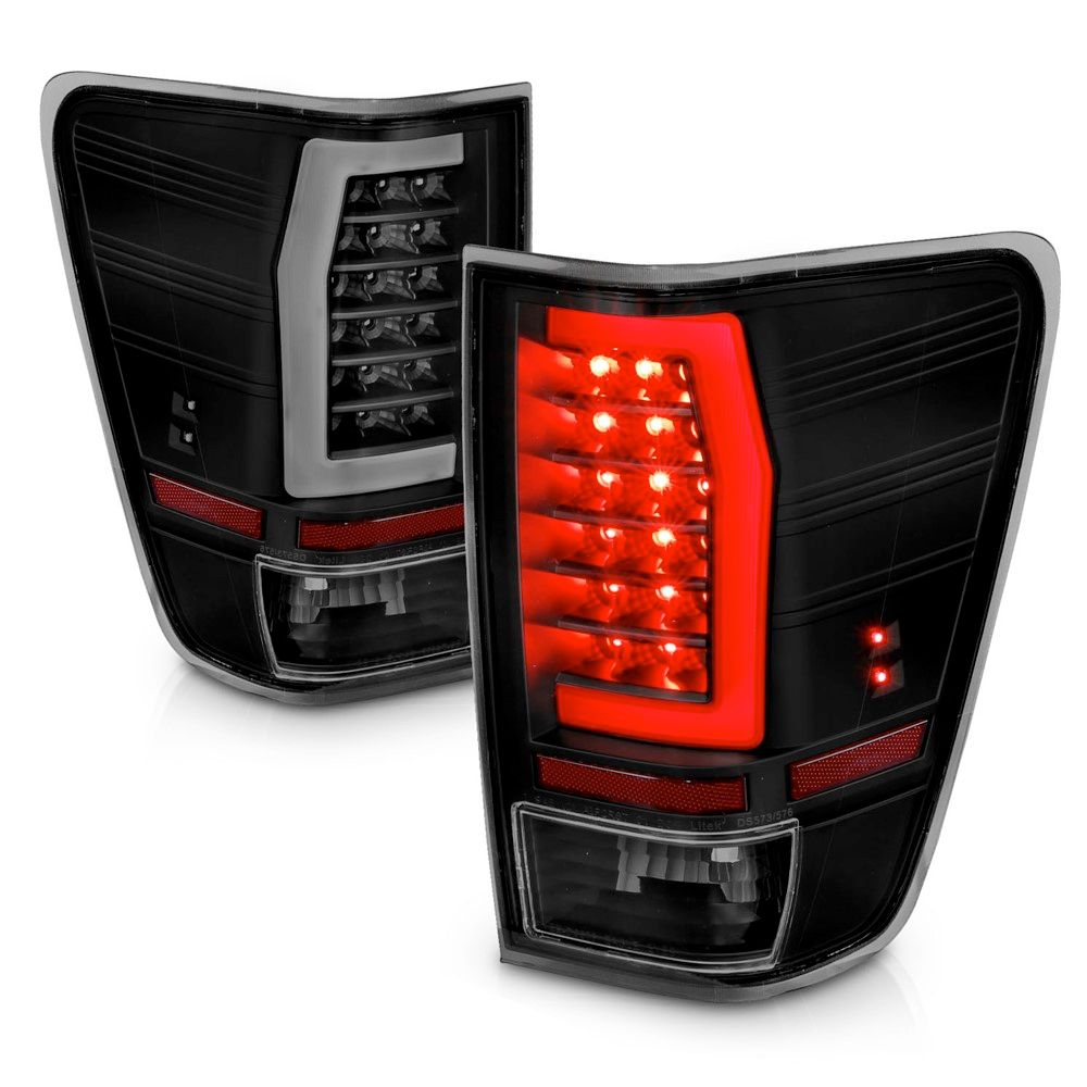 2004-2015 Nissan Titan LED Tail Lights C-Tube - Black Smoked