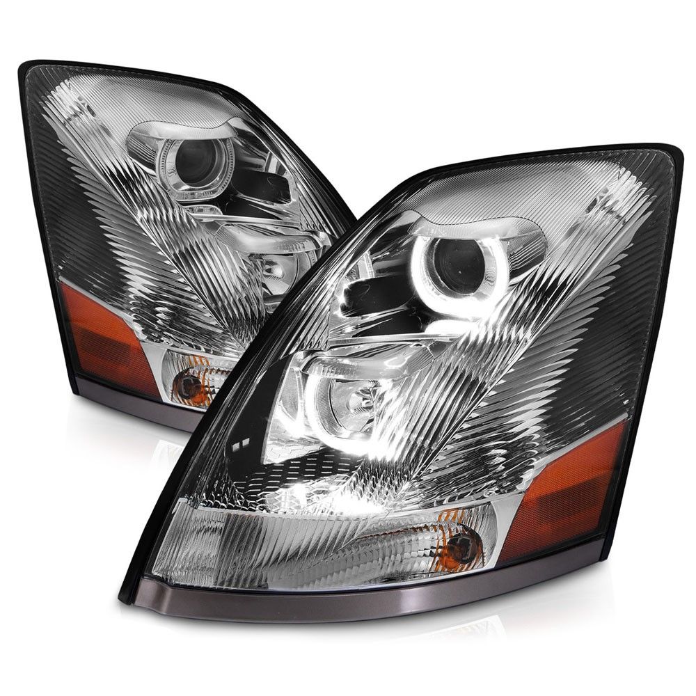CG 2004-2015 Volvo VN/VNL Dual LED Halo Projector Headlights - Chrome ...