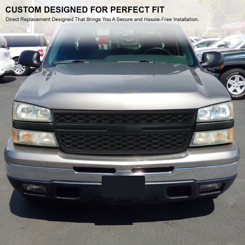 2005-2006 Chevy Silverado 2500HD|3500HD Black Honeycomb Front Hood ...