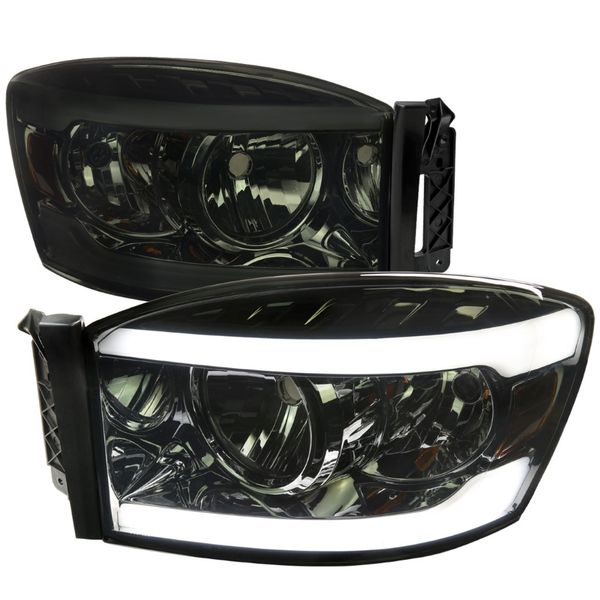 2006-2008 Dodge Ram Reflector Style LED Tube Strip Headlights - Smoked ...